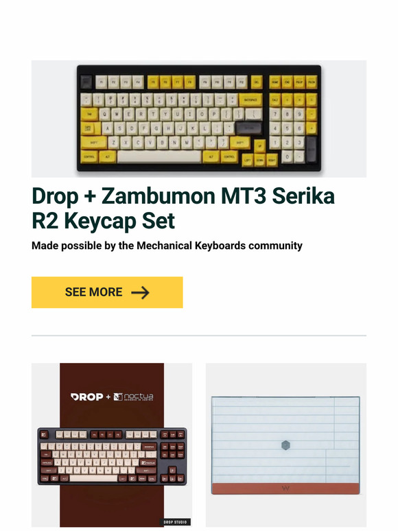 Drop: Drop + Zambumon MT3 Serika R2 Keycap Set, Drop + MiTo MT3 Noctua Keycap Set, zFrontier W ...