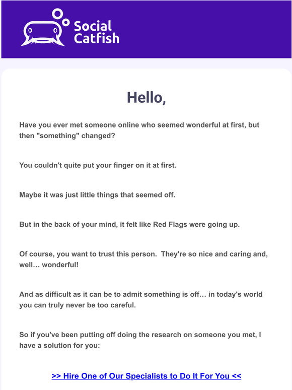 Social Catfish: Red flags from meeting someone online? | Milled