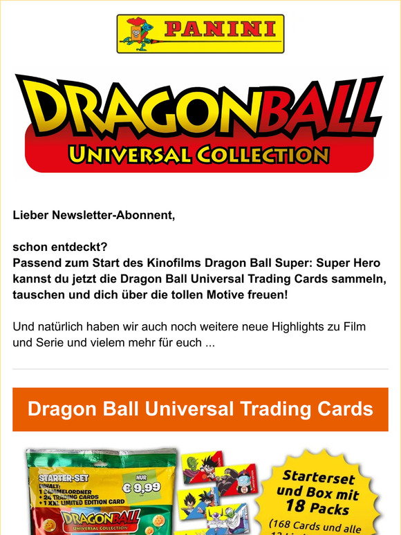 Panini: Dragon Ball Universal Trading Cards und Film-und-Serien-Hits ...