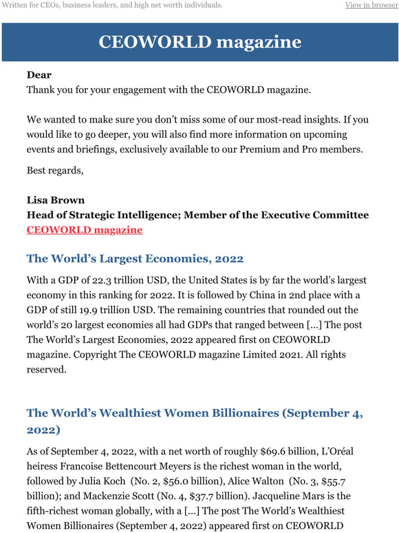 CEOWORLD Magazine: The World’s Largest Economies, 2022 | Milled