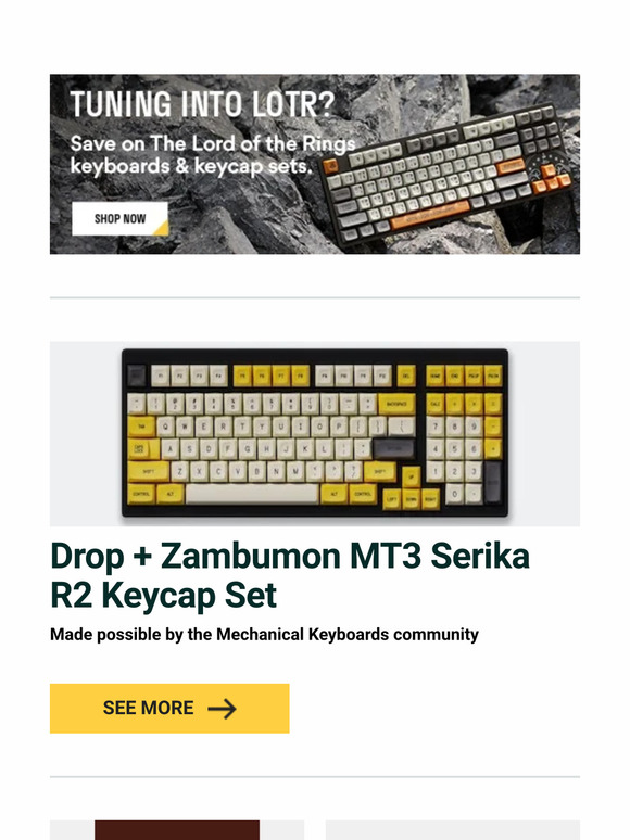 Drop: Drop + Zambumon MT3 Serika R2 Keycap Set, Drop + MiTo MT3 Noctua Keycap Set, zFrontier W ...
