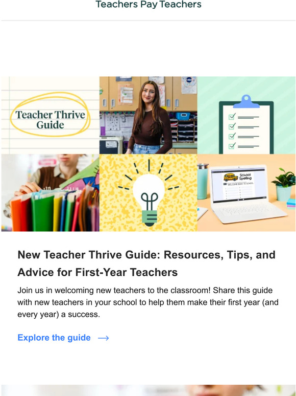 Teachers Pay Teachers: We’re Here to Help: New Teacher Thrive Guide ...