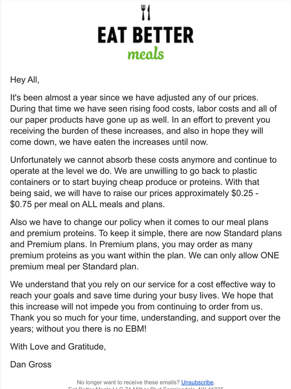 Eat Better Meals: Important Meal Plan and Pricing Changes. | Milled