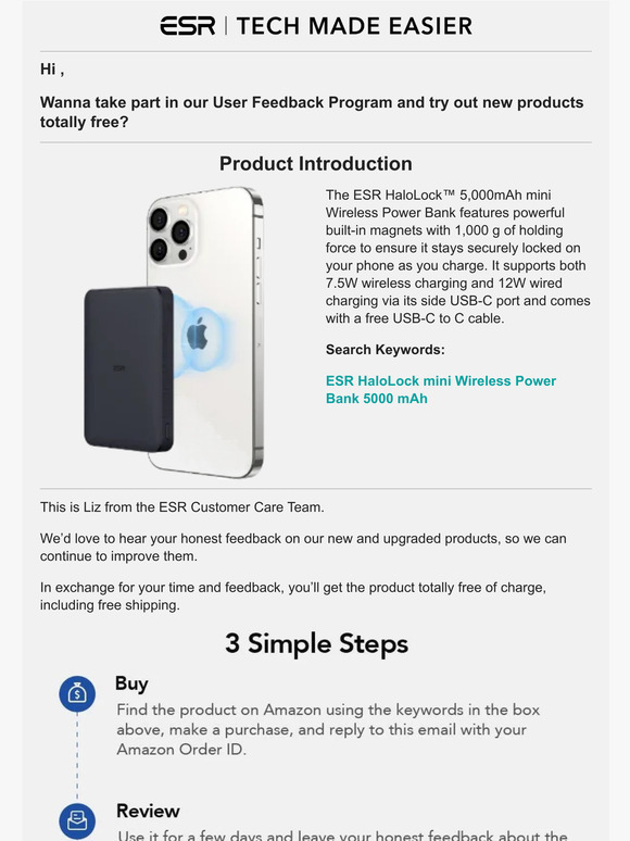 ESR Gear: 🆓🎁Get a FREE ESR ESR HaloLock mini Wireless Power Bank 5000 ...