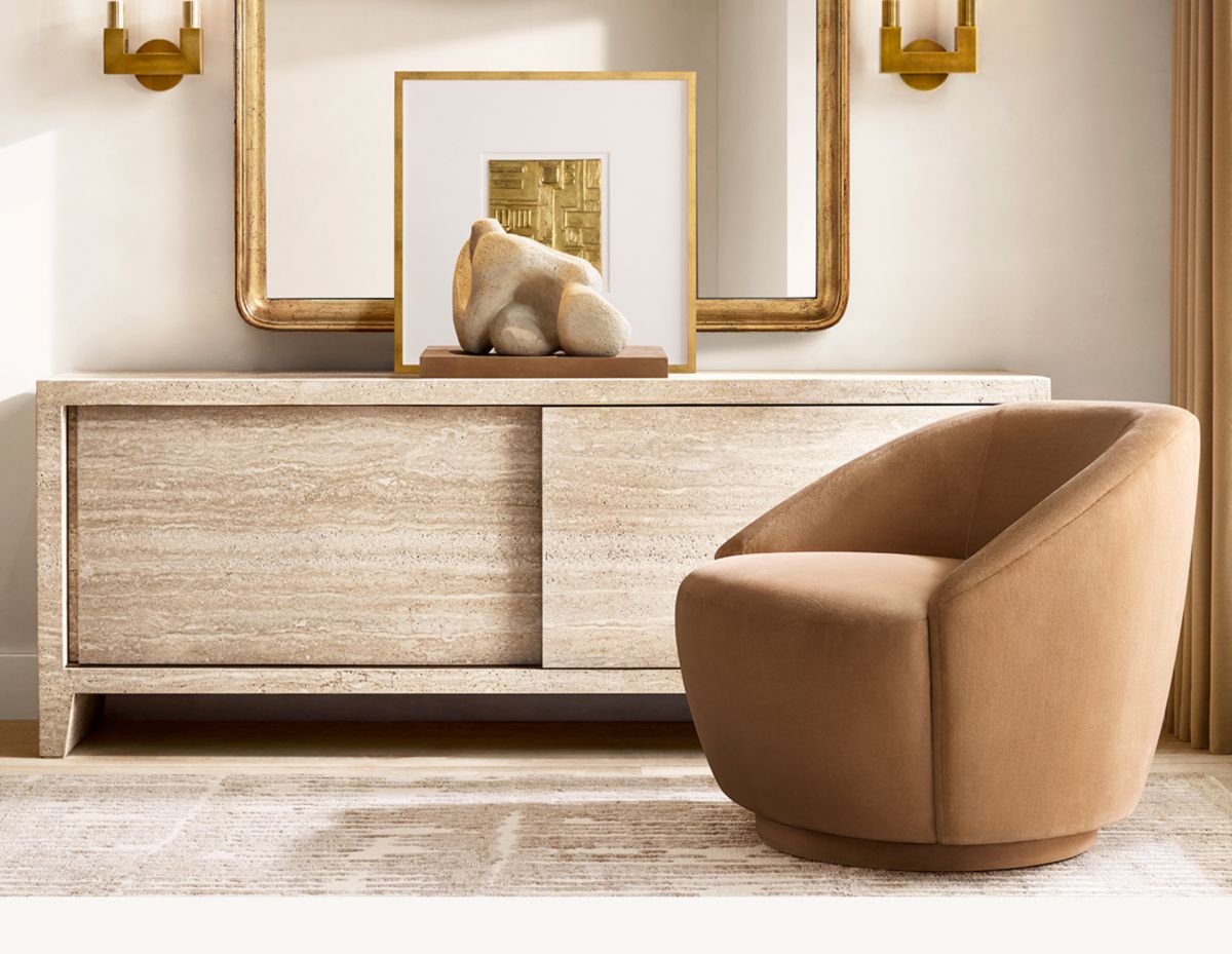 Restoration Hardware: Explore Wyeth in Italian Travertine. Understated ...