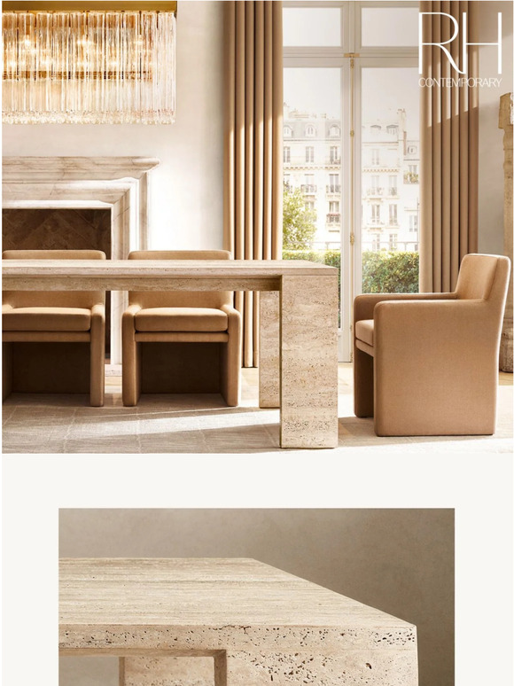 Restoration Hardware: Explore Wyeth in Italian Travertine. Understated ...