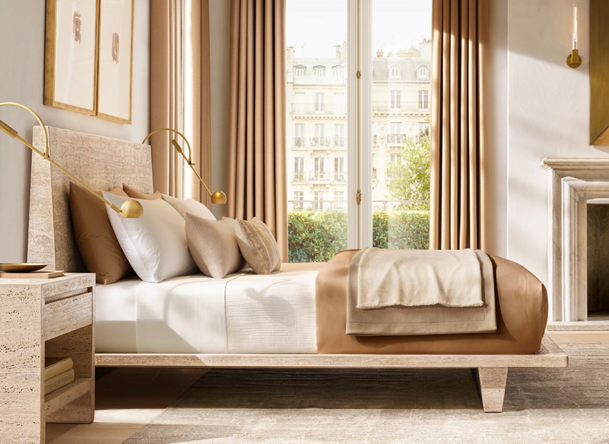 Restoration Hardware: Explore Wyeth in Italian Travertine. Understated ...