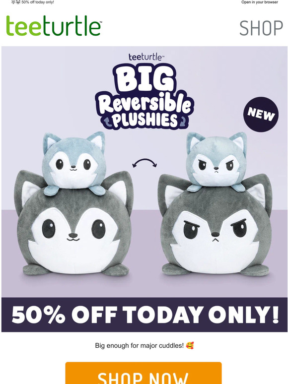 TeeTurtle: New BIG wolf and panda plushies! | Milled