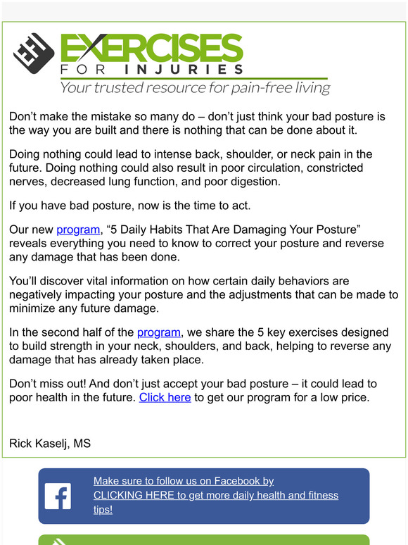 Exercises For Injuries: Stop bad posture this way... | Milled