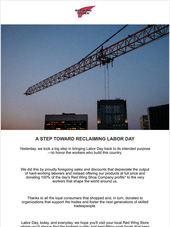 Red Wing Shoes: Thank You for Helping us Reclaim Labor Day | Milled