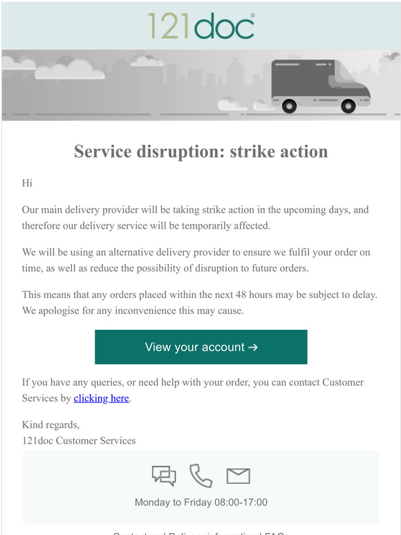 121doc: Important update: Delivery disruption | Milled