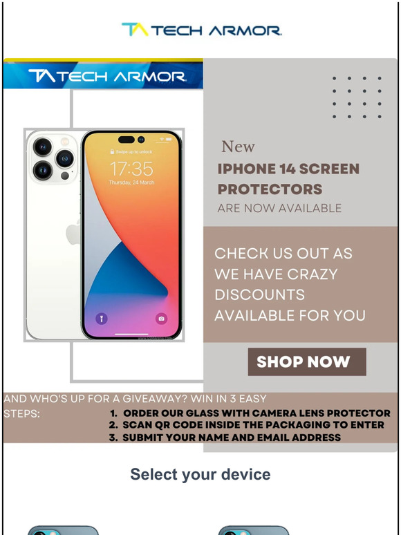 Tech Armor: Tech Armor iPhone 14 Screen Protectors are here! | Milled
