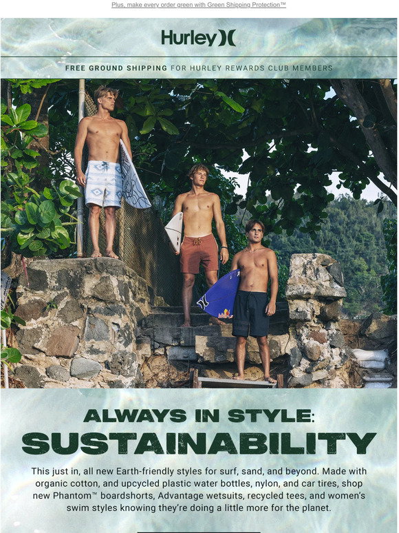 Hurley: All new: sustainable styles 🌴💚 | Milled