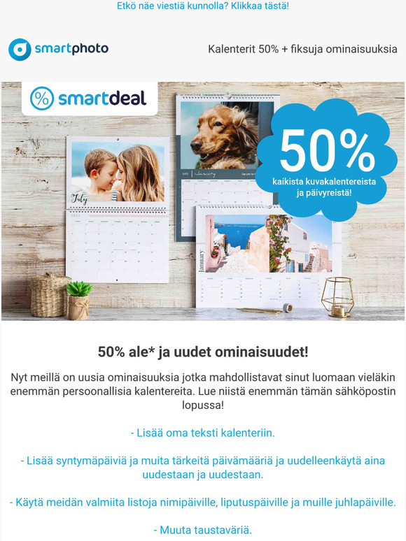 Smartphoto: Kalenterit 50% + fiksuja ominaisuuksia | Milled