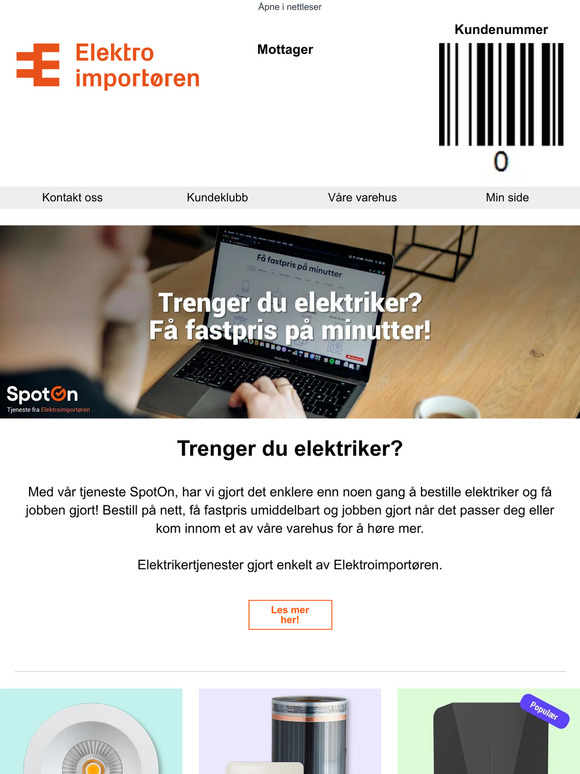 Elektroimportøren: Trenger du elektriker? Sjekk vår tjeneste SpotOn! | Milled