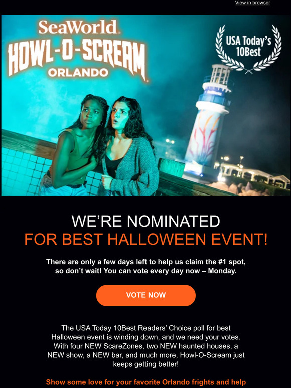 SeaWorld: 🎃 Vote Now for SeaWorld Howl-O-Scream! | Milled