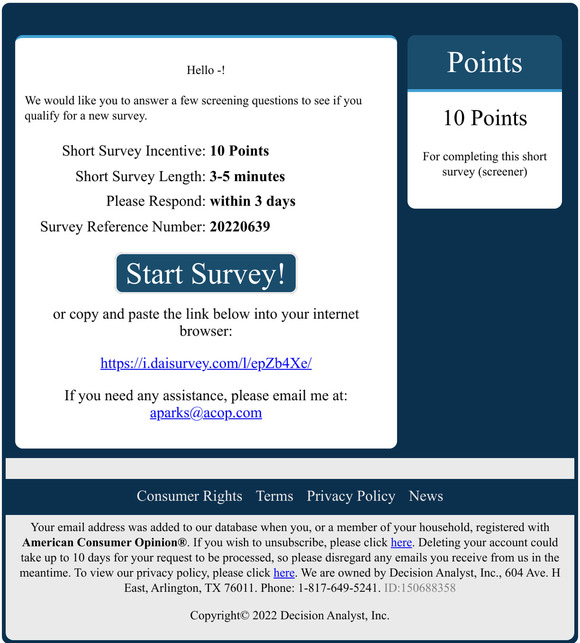 American Consumer Opinion: Reminder: Exciting Quick New Survey! | Milled