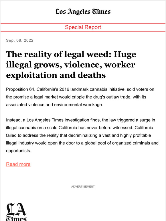 Los Angeles Times The Reality Of Legal Weed Huge Illegal Grows Violence Worker Exploitation
