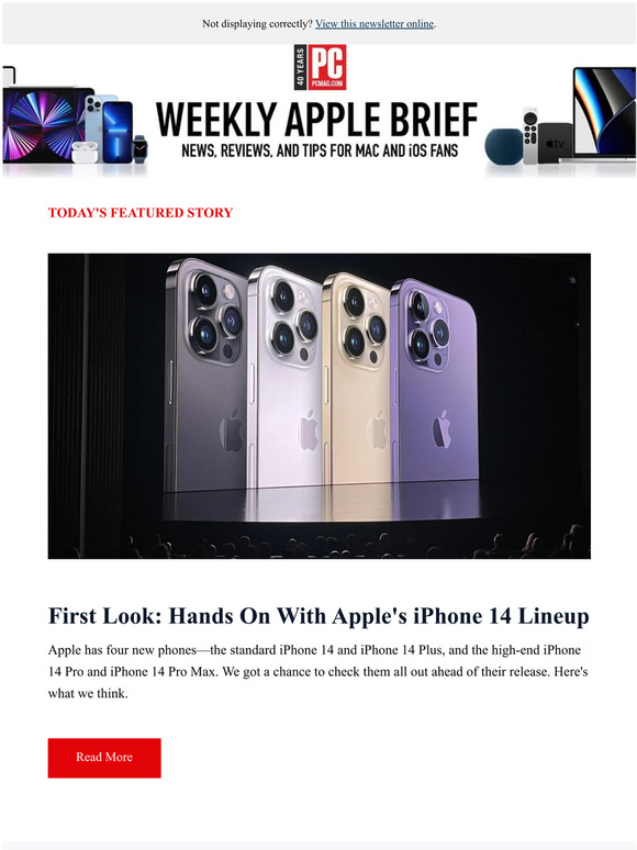 PCMag: Hands on with Apple's iPhone 14 lineup / Catch up on all the Apple News from the event ...