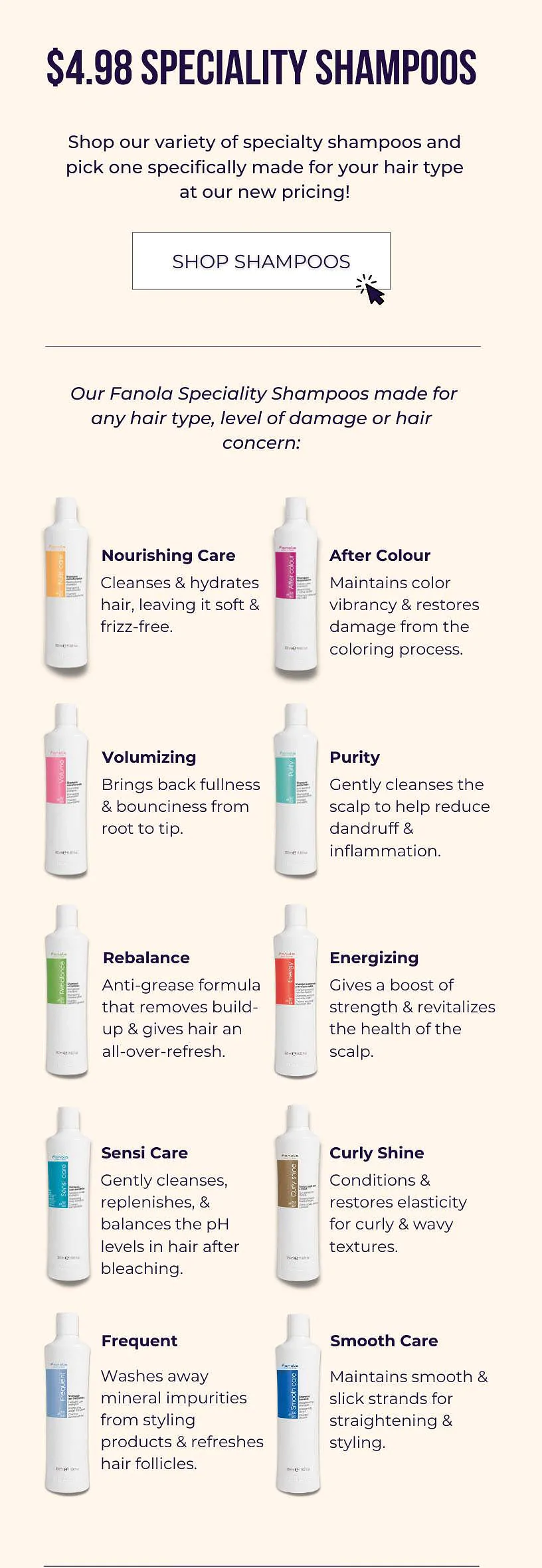 Fanola: $4.98 Specialty Shampoo SALE! 💜Check Out Our New Pricing. | Milled