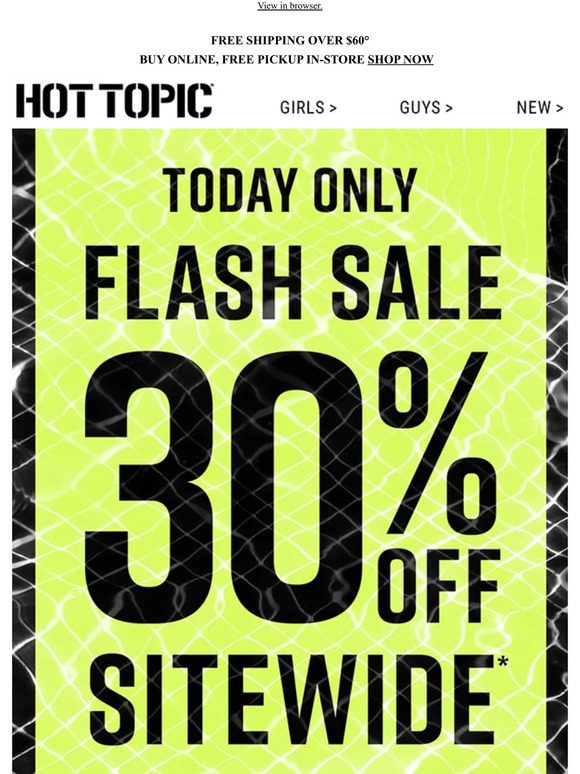 Hot Topic: Today ONLY: 30% off! Load up your cart now. | Milled
