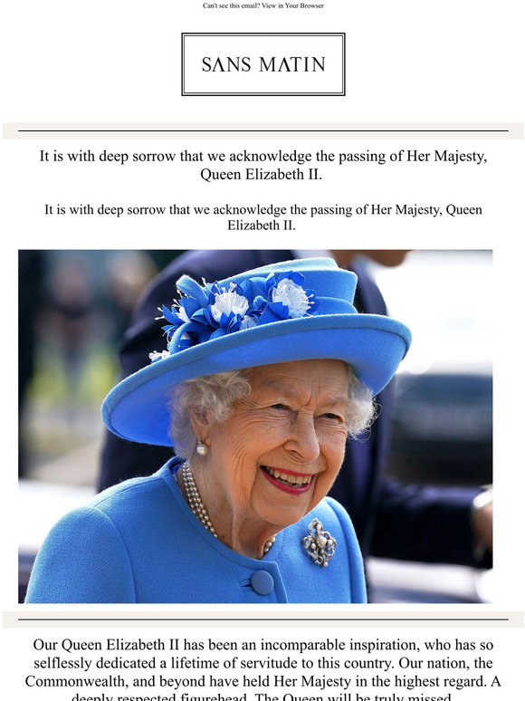 SANS MATIN: In Commemoration of Queen Elizabeth II | Milled