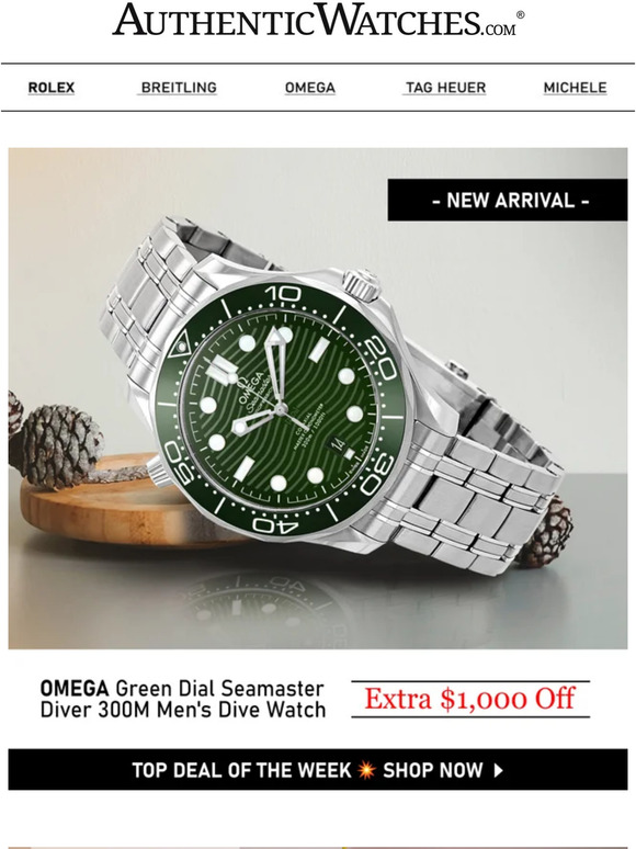 Authentic Watches: 👀 OMEGA GREEN Seamaster Diver 300M Men's Watch ...