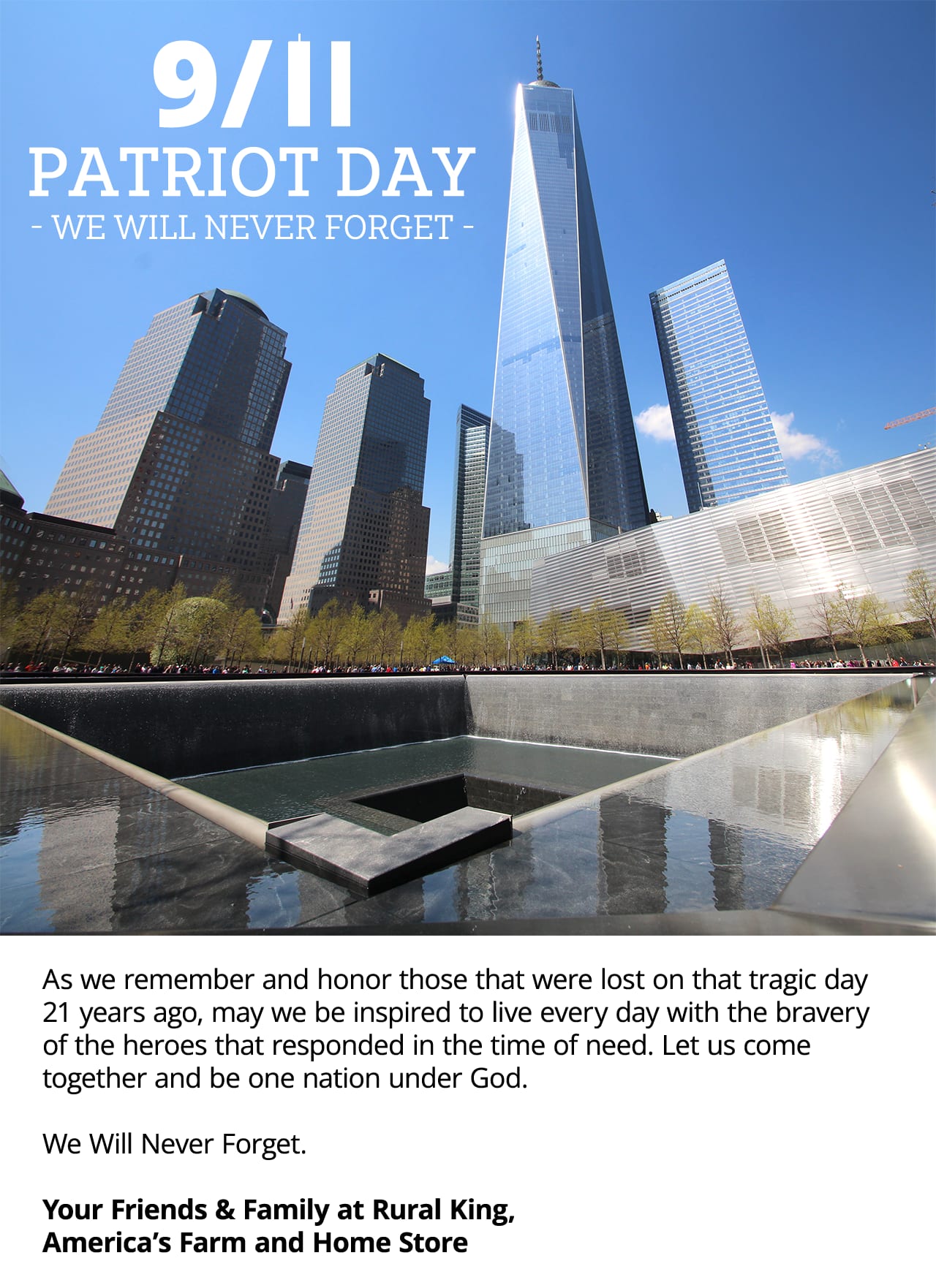 Rural King: 9/11 Patriot Day | We Will Never Forget | Milled