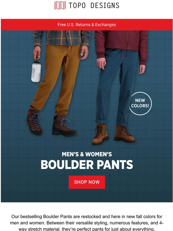 Topo Designs: NEW COLORS: Boulder Pants | Milled