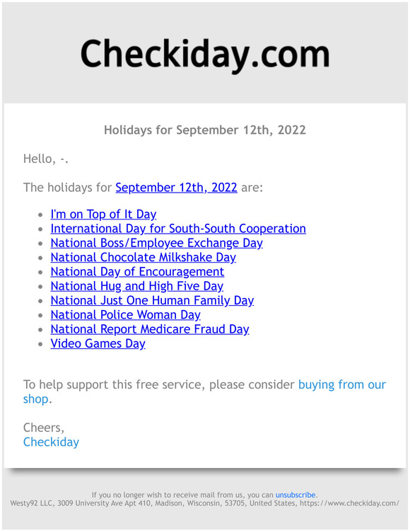 Checkiday: Holidays for September 12th, 2022! 📅🎉 | Milled