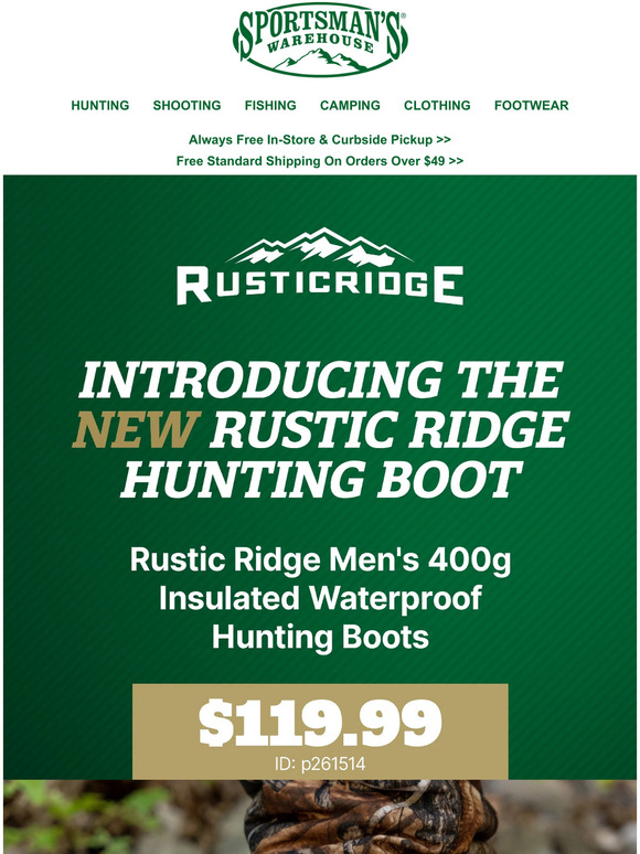 Sportsman's Warehouse: NEW Rustic Ridge Hunting Boot | Milled