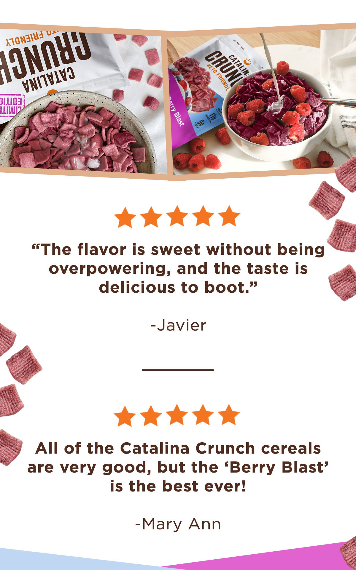 Catalina Crunch: 🍓🫐 Juicy Berry flavor, with 1/6 of the Carbs 🍓🫐 | Milled