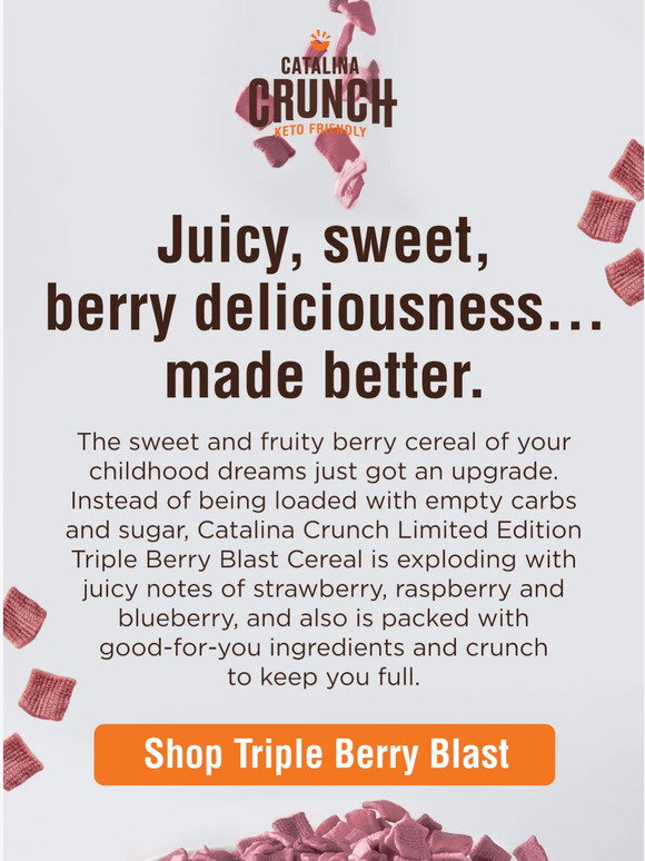 Catalina Crunch: 🍓🫐 Juicy Berry flavor, with 1/6 of the Carbs 🍓🫐 | Milled
