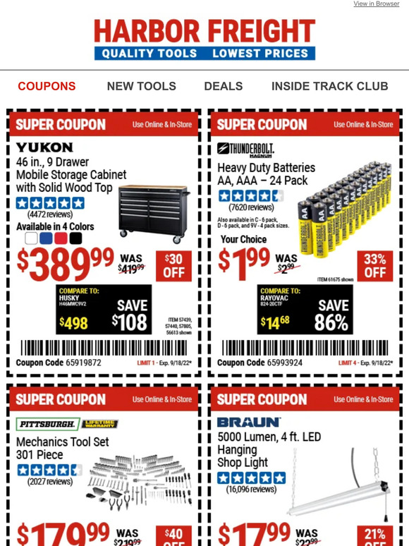 Harbor Freight: GET MORE FOR LESS: Super Coupons Inside | Milled