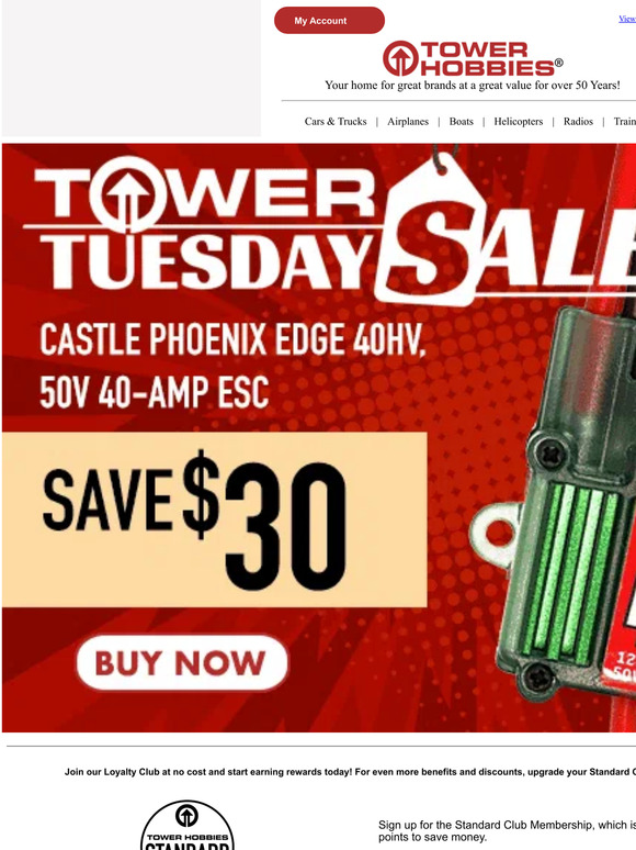 Tower Hobbies: Save $30 Today on a Castle Phoenix Edge 40HV 50V 40 Amp ...