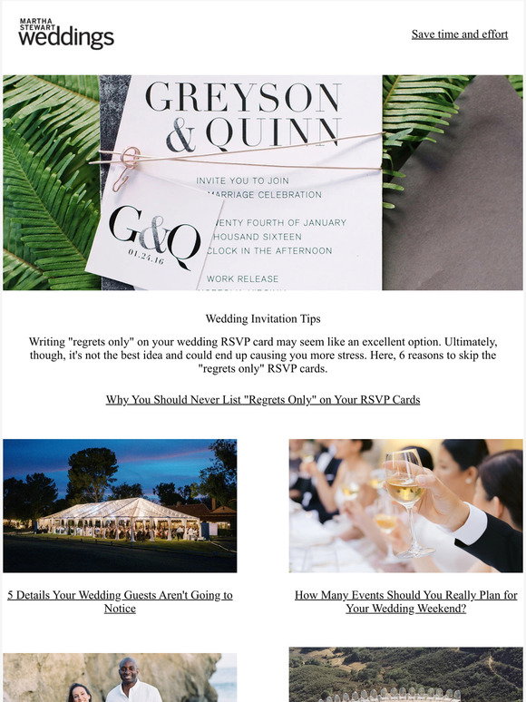 Martha Stewart Weddings: Why You Should Never List "Regrets Only" on ...