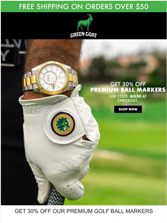 Green Goat: Save 30% on our premium golf ball markers. | Milled