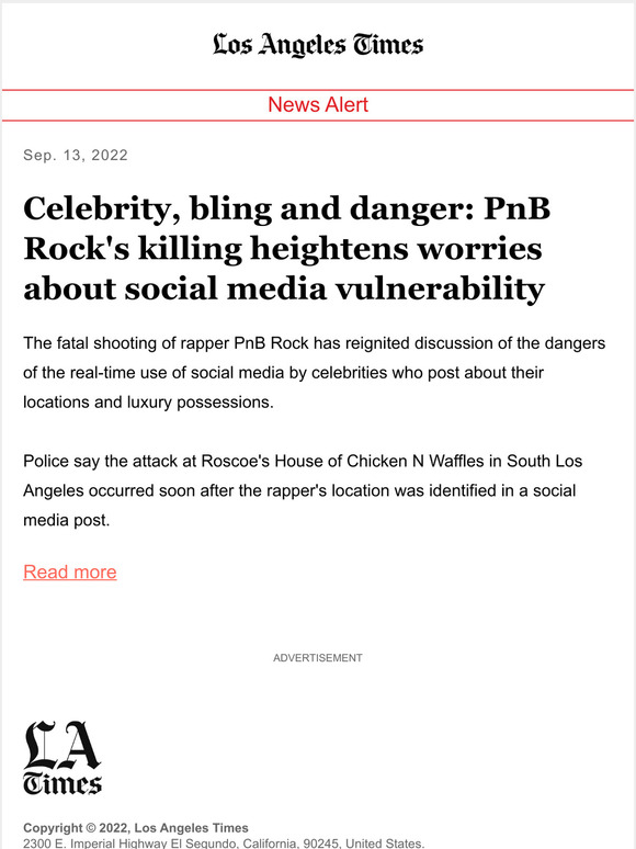 Los Angeles Times: Celebrity, bling and danger: PnB Rock's killing ... Los Angeles Times: Celebrity, bling and danger: PnB Rock's killing ...