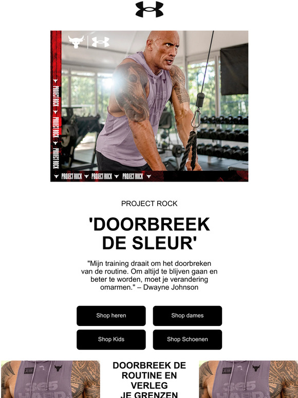 Under Armour: Met de nieuwe Project Rock-gear ben je klaar om de sleur ...