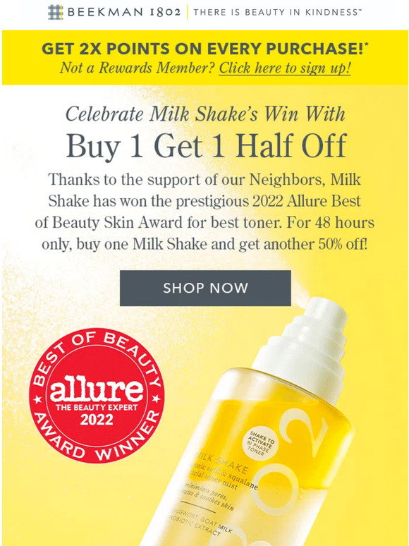 Beekman 1802: Guess Who Won An Allure Best of Beauty Award? 👀 🏆🏆 | Milled
