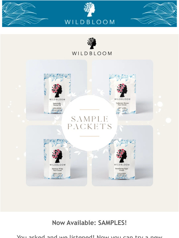 WildBloom Skincare: Try something new🌸with our NEW sample packets! | Milled