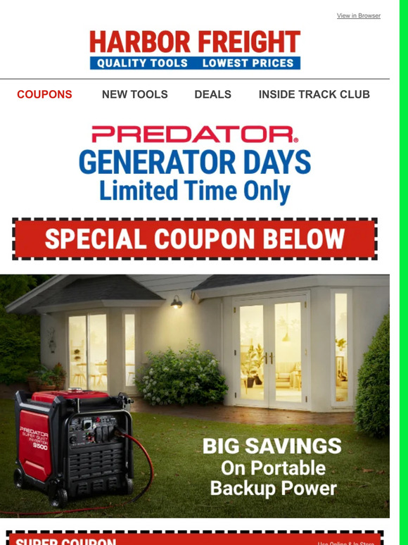 Harbor Freight: PREDATOR GENERATOR DAYS - Big Savings, Limited Time ...