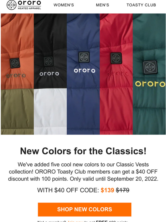 ORORO HEATED APPAREL: New Colors for the Classics! | Milled