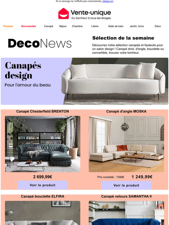 Vente-Unique.com: Canapés design : le canapé qu'il vous faut à petit ...