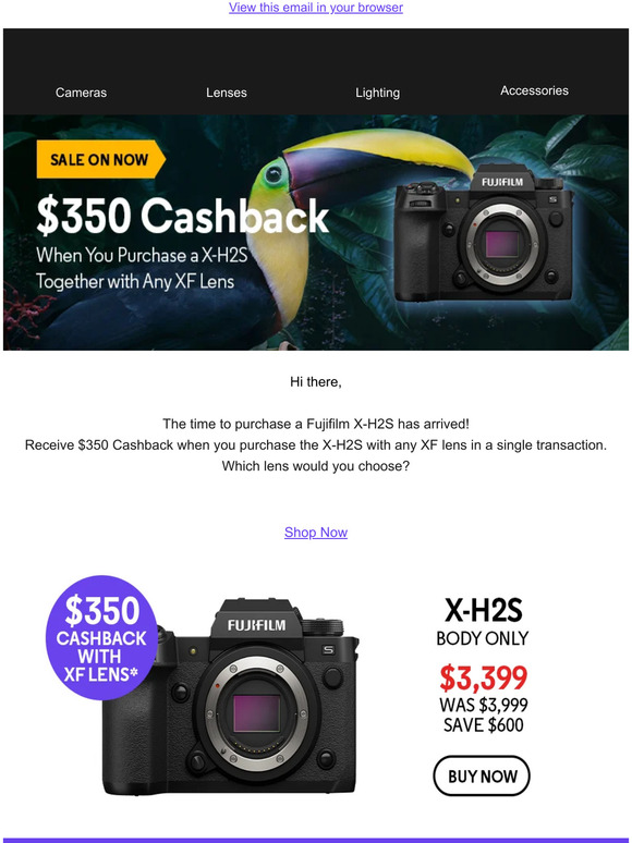 CameraPro: New: $350 Cashback Purchasing Fujifilm X-H2S and Any XF Lens ...