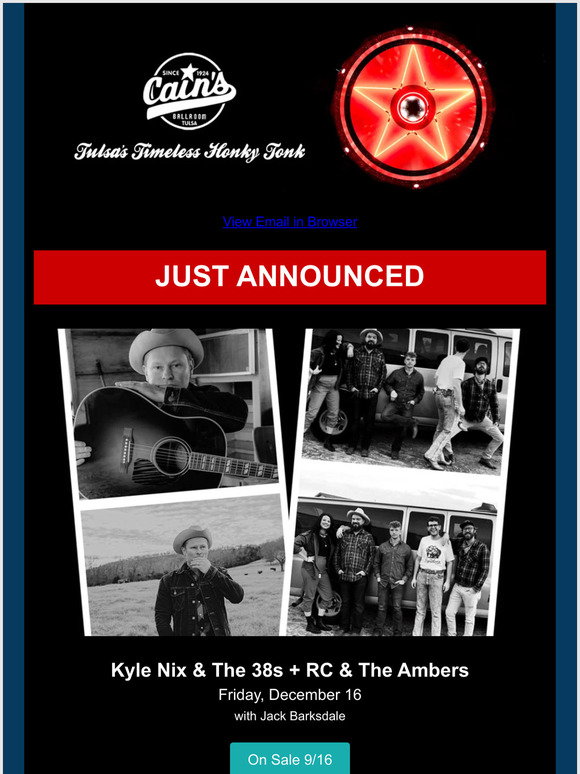 Cain's Ballroom: Just announced Kyle Nix & The 38s + RC & The Ambers ...