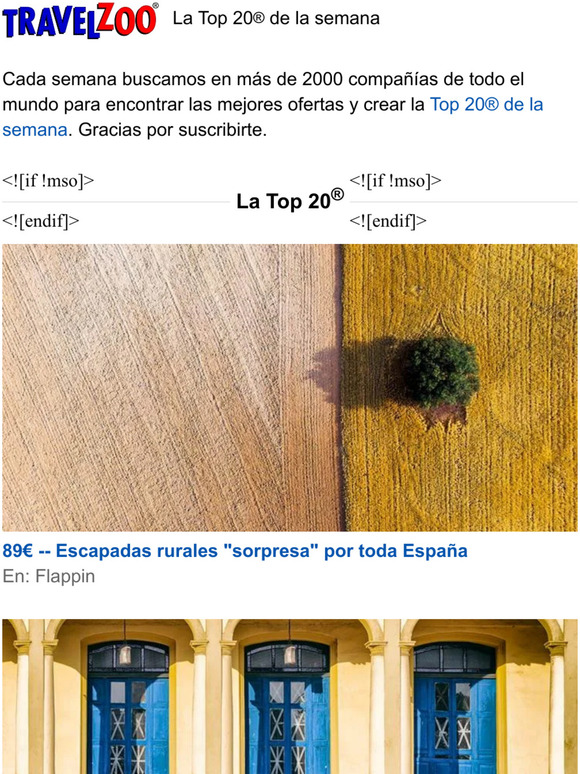 Travelzoo: La Top 20 de la Semana | Milled