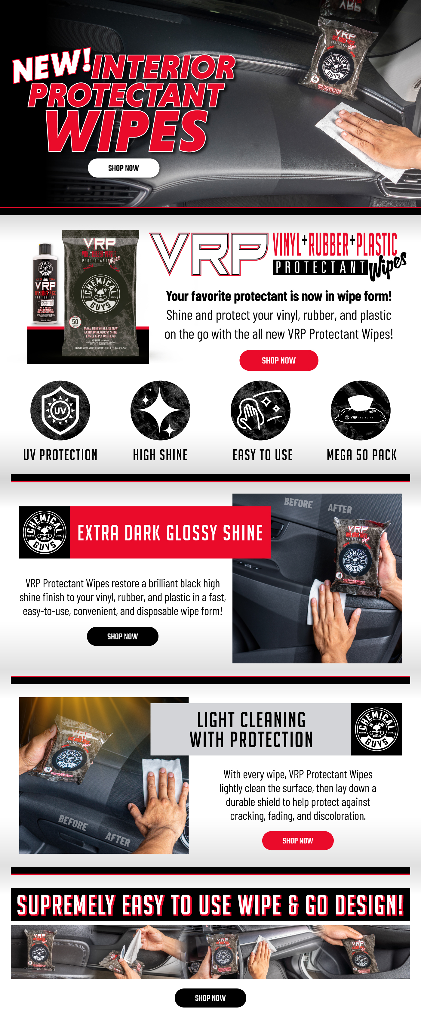 Chemical Guys: NEW! VRP Interior Protectant Wipes now available! | Milled