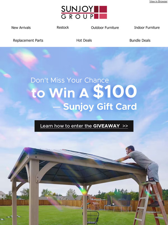Sunjoy Group: 👉 Sunjoy GIVEAWAY - A Chance to win a $100 Sunjoy Gift ...