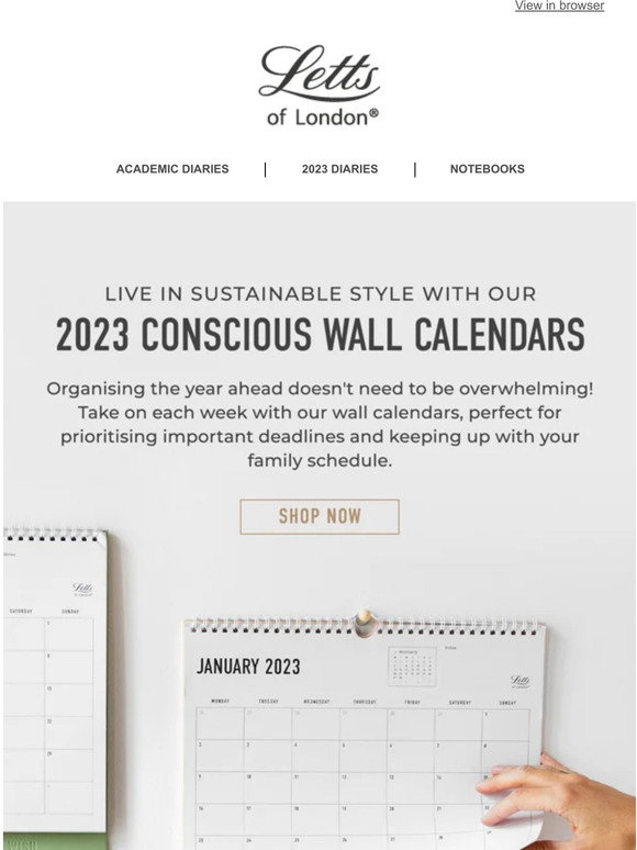 Letts of London: Get organised with our 2023 Conscious Wall Calendars ...